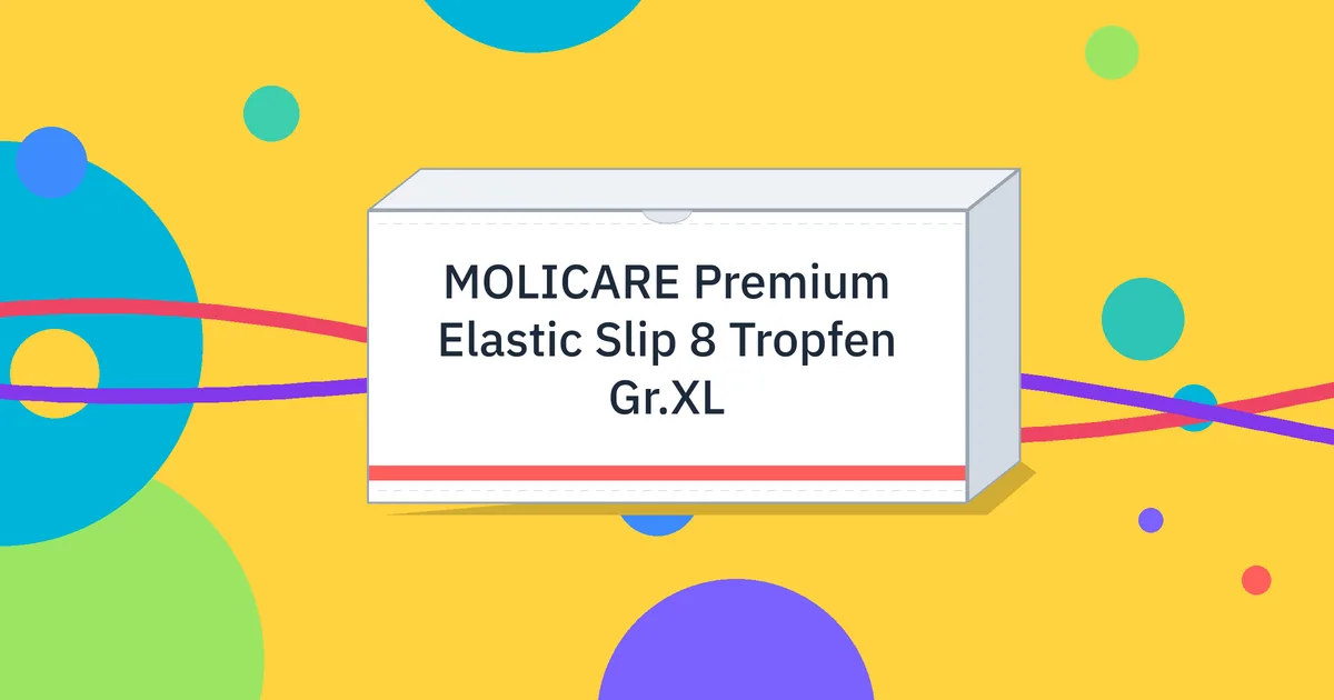 Symbolbild: Packung mit der Aufschrift MOLICARE Premium Elastic Slip 8 Tropfen Gr.XL (PZN 14211077) – Verfügbarkeit und Bezug in Apotheken in Frankfurt am Main
