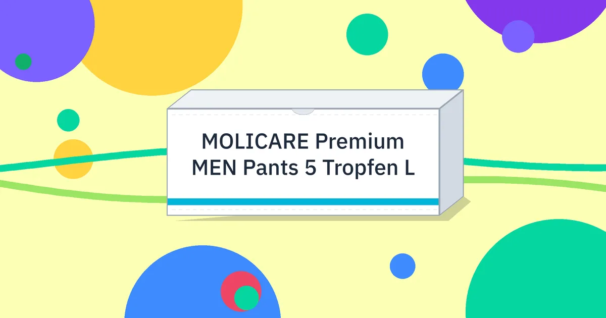 Symbolbild: Packung mit der Aufschrift MOLICARE Premium MEN Pants 5 Tropfen L (PZN 15567379) – Verfügbarkeit und Bezug in Apotheken in Frankfurt am Main