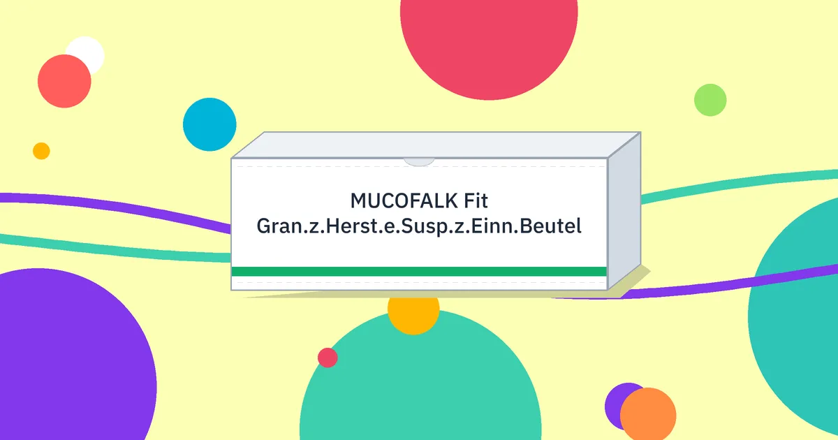 Symbolbild: Packung mit der Aufschrift MUCOFALK Fit Gran.z.Herst.e.Susp.z.Einn.Beutel (PZN 03062993) – Verfügbarkeit und Bezug in Apotheken in Frankfurt am Main