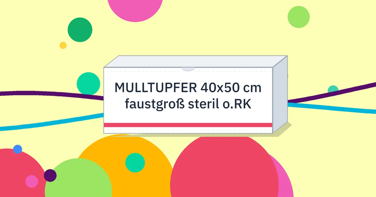 Symbolbild: Packung mit der Aufschrift MULLTUPFER 40x50 cm faustgroß steril o.RK (PZN 13506824) – Verfügbarkeit und Bezug in Apotheken in Frankfurt am Main