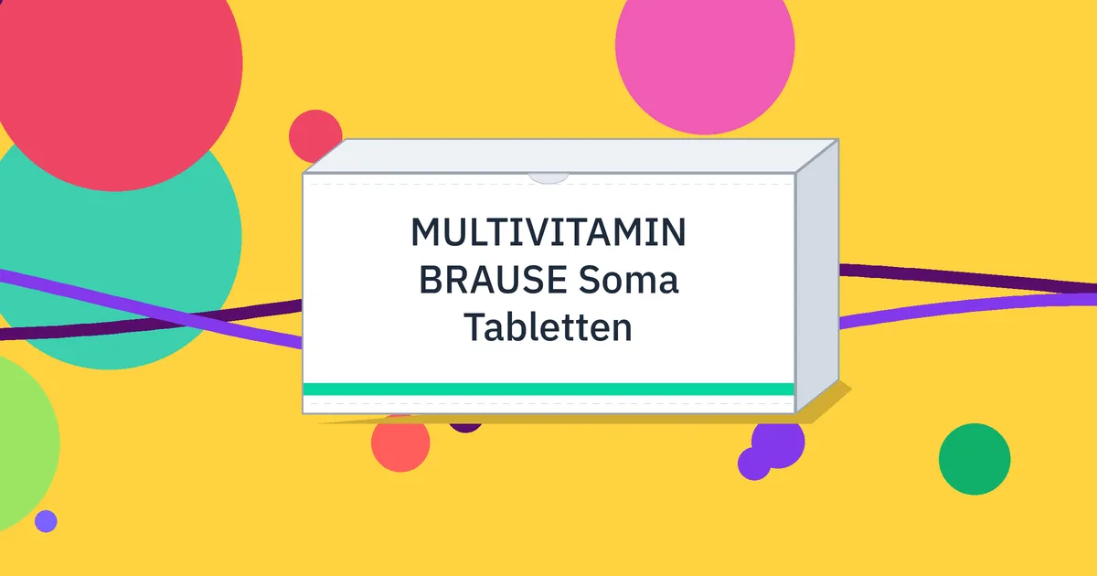 Symbolbild: Packung mit der Aufschrift MULTIVITAMIN BRAUSE Soma Tabletten (PZN 03286623) – Verfügbarkeit und Bezug in Apotheken in Frankfurt am Main