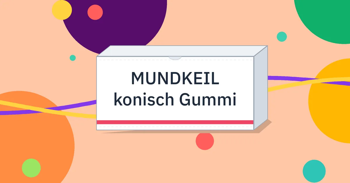 Symbolbild: Packung mit der Aufschrift MUNDKEIL konisch Gummi (PZN 09331046) – Verfügbarkeit und Bezug in Apotheken in Frankfurt am Main