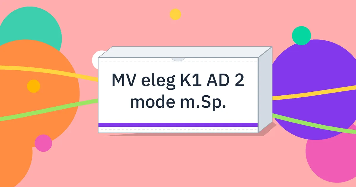 Symbolbild: Packung mit der Aufschrift MV eleg K1 AD 2 mode m.Sp. (PZN 04539173) – Verfügbarkeit und Bezug in Apotheken in Frankfurt am Main