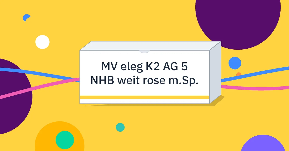 Symbolbild: Packung mit der Aufschrift MV eleg K2 AG 5 NHB weit rose m.Sp. (PZN 15728581) – Verfügbarkeit und Bezug in Apotheken in Frankfurt am Main