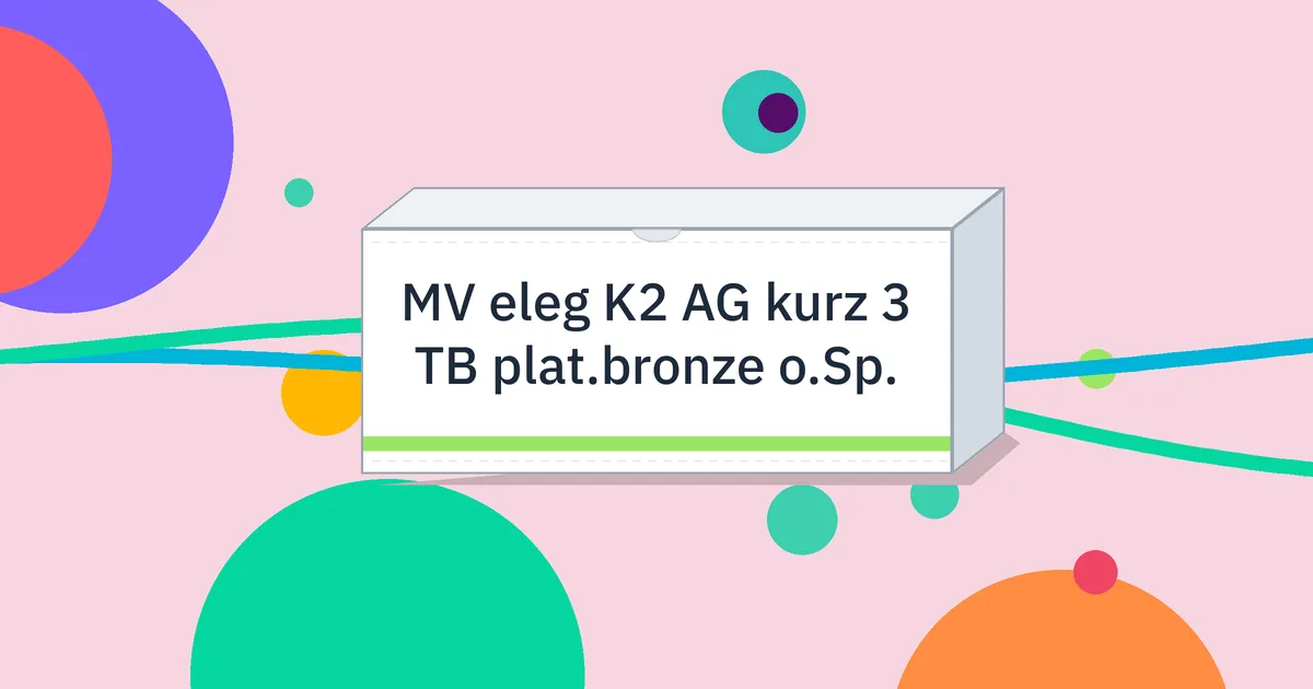 Symbolbild: Packung mit der Aufschrift MV eleg K2 AG kurz 3 TB plat.bronze o.Sp. (PZN 14715694) – Verfügbarkeit und Bezug in Apotheken in Frankfurt am Main