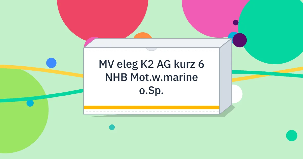 Symbolbild: Packung mit der Aufschrift MV eleg K2 AG kurz 6 NHB Mot.w.marine o.Sp. (PZN 15713450) – Verfügbarkeit und Bezug in Apotheken in Frankfurt am Main