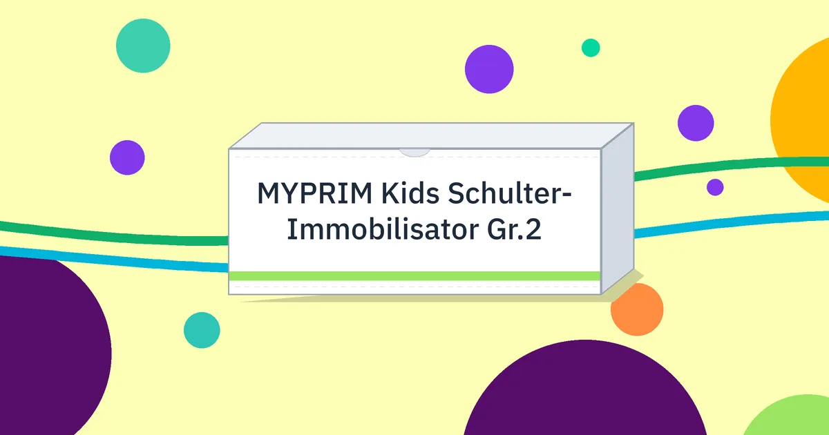 Symbolbild: Packung mit der Aufschrift MYPRIM Kids Schulter-Immobilisator Gr.2 (PZN 17879605) – Verfügbarkeit und Bezug in Apotheken in Frankfurt am Main