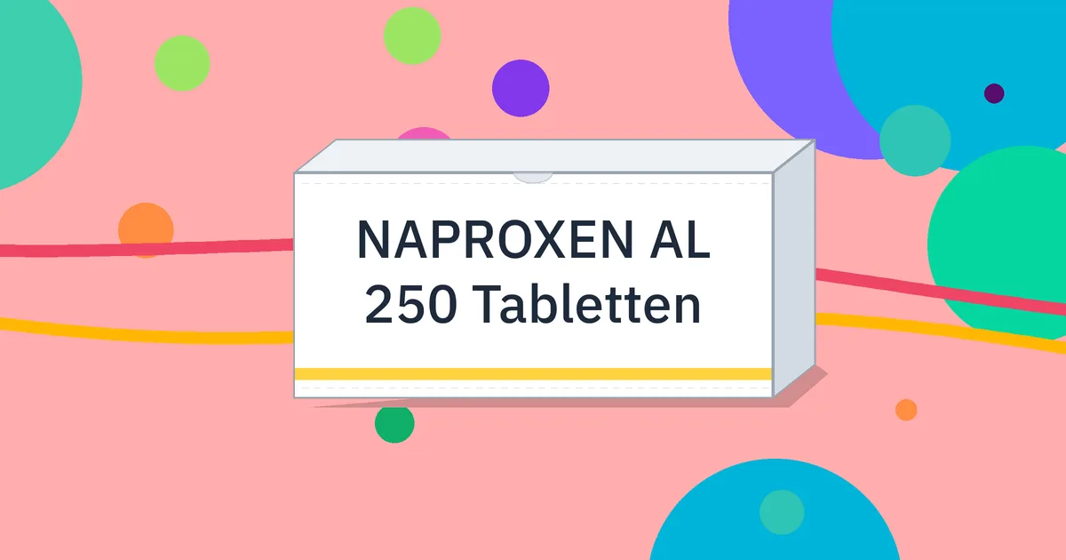 Symbolbild: Packung mit der Aufschrift NAPROXEN AL 250 Tabletten (PZN 04900344) – Verfügbarkeit und Bezug in Apotheken in Frankfurt am Main