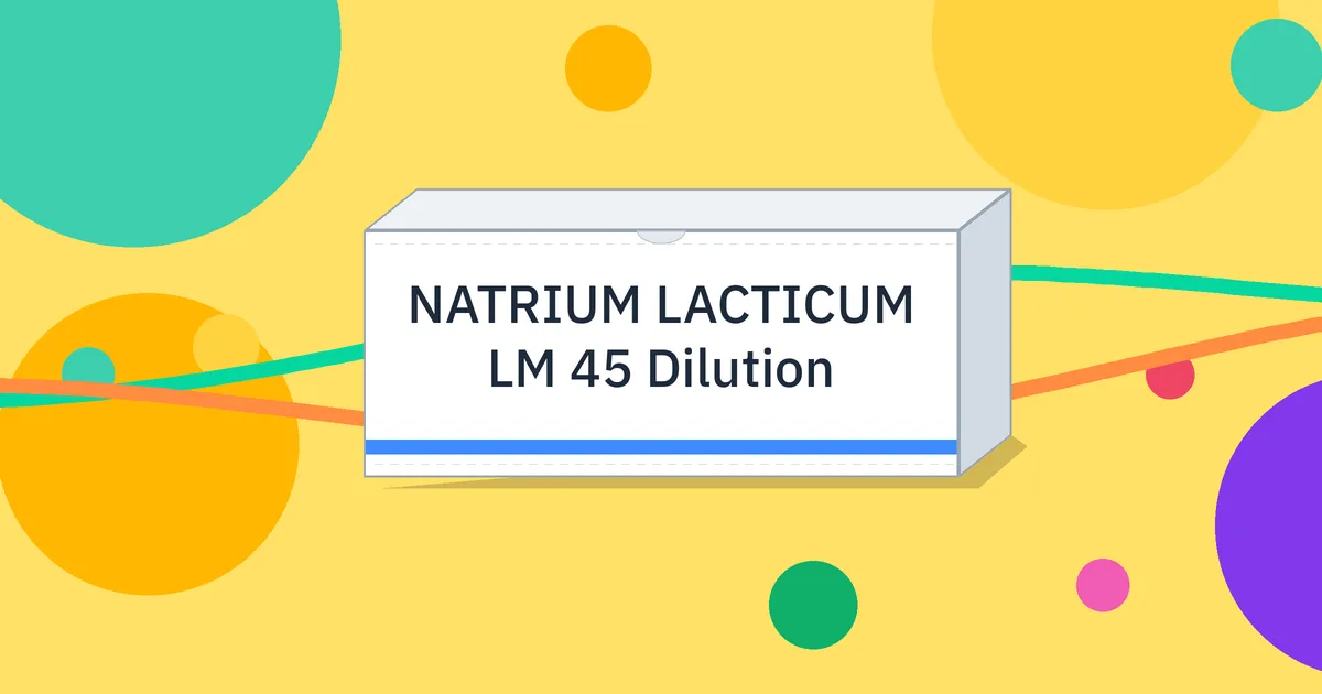 Symbolbild: Packung mit der Aufschrift NATRIUM LACTICUM LM 45 Dilution (PZN 12965056) – Verfügbarkeit und Bezug in Apotheken in Frankfurt am Main
