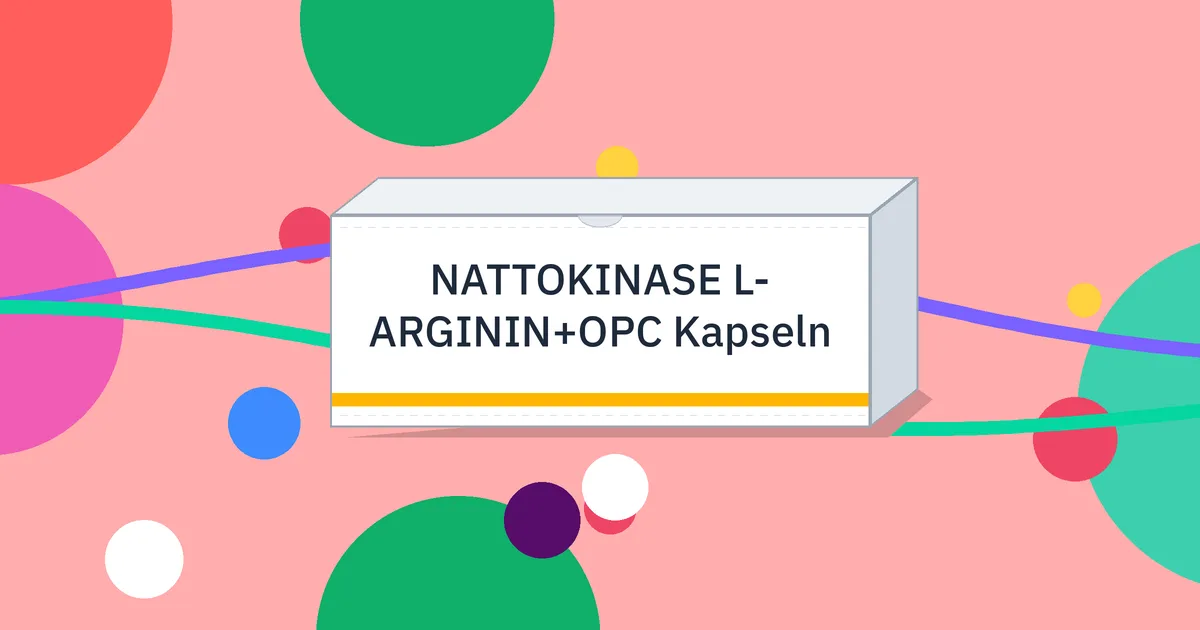 Symbolbild: Packung mit der Aufschrift NATTOKINASE L-ARGININ+OPC Kapseln (PZN 16739138) – Verfügbarkeit und Bezug in Apotheken in Frankfurt am Main