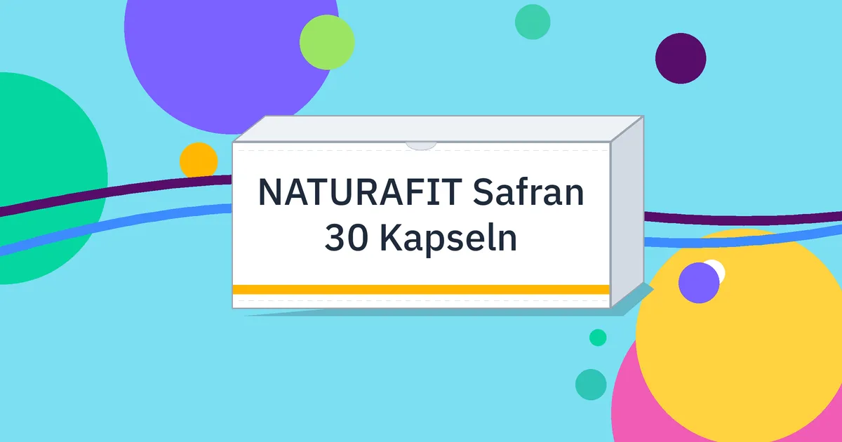 Symbolbild: Packung mit der Aufschrift NATURAFIT Safran 30 Kapseln (PZN 16122308) – Verfügbarkeit und Bezug in Apotheken in Frankfurt am Main