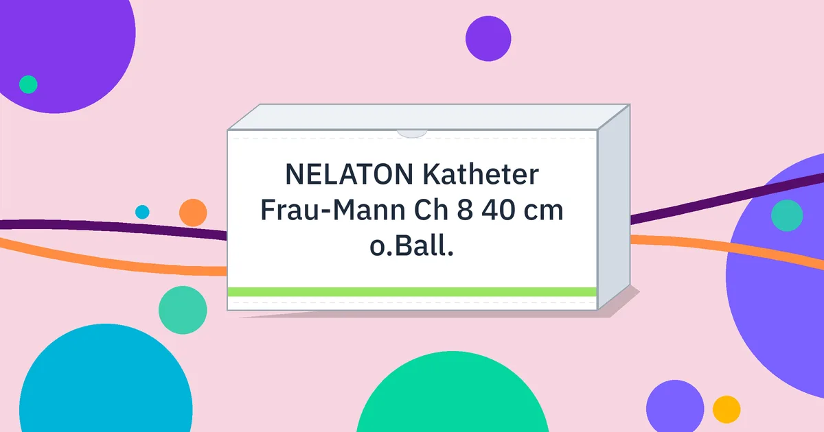 Symbolbild: Packung mit der Aufschrift NELATON Katheter Frau-Mann Ch 8 40 cm o.Ball. (PZN 09092156) – Verfügbarkeit und Bezug in Apotheken in Frankfurt am Main