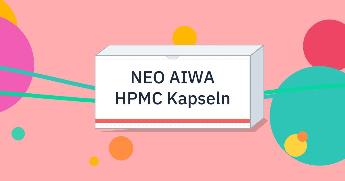 Symbolbild: Packung mit der Aufschrift NEO AIWA HPMC Kapseln (PZN 11280847) – Verfügbarkeit und Bezug in Apotheken in Frankfurt am Main
