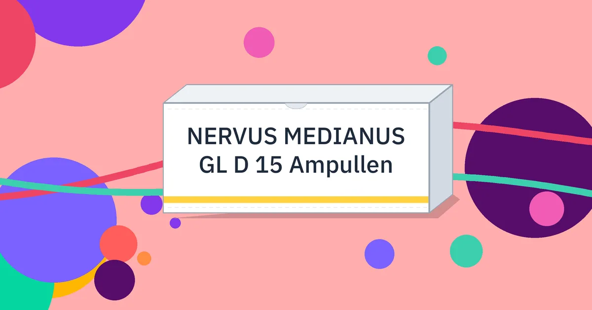 Symbolbild: Packung mit der Aufschrift NERVUS MEDIANUS GL D 15 Ampullen (PZN 02940380) – Verfügbarkeit und Bezug in Apotheken in Frankfurt am Main