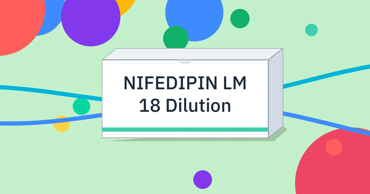 Symbolbild: Packung mit der Aufschrift NIFEDIPIN LM 18 Dilution (PZN 12969605) – Verfügbarkeit und Bezug in Apotheken in Frankfurt am Main
