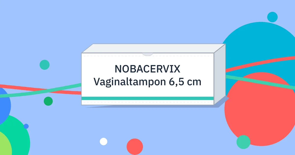 Symbolbild: Packung mit der Aufschrift NOBACERVIX Vaginaltampon 6,5 cm (PZN 16027745) – Verfügbarkeit und Bezug in Apotheken in Frankfurt am Main