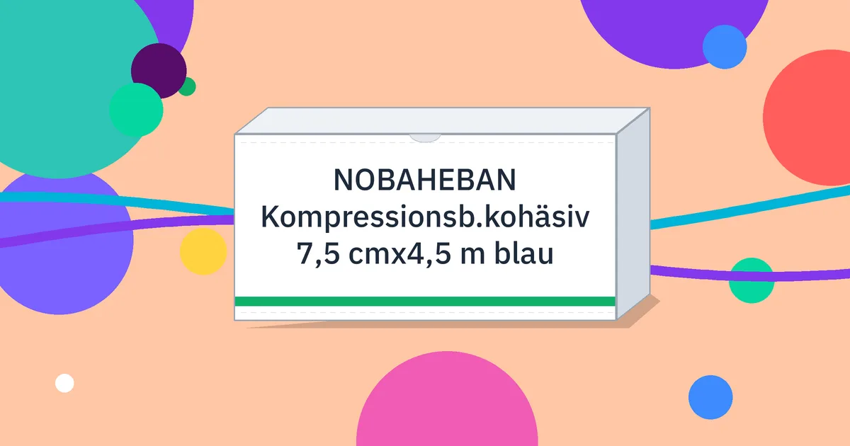 Symbolbild: Packung mit der Aufschrift NOBAHEBAN Kompressionsb.kohäsiv 7,5 cmx4,5 m blau (PZN 02709487) – Verfügbarkeit und Bezug in Apotheken in Frankfurt am Main