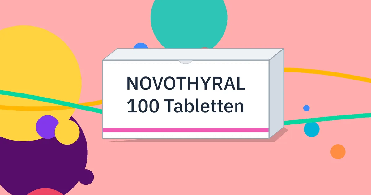 Symbolbild: Packung mit der Aufschrift NOVOTHYRAL 100 Tabletten (PZN 06733264) – Verfügbarkeit und Bezug in Apotheken in Frankfurt am Main