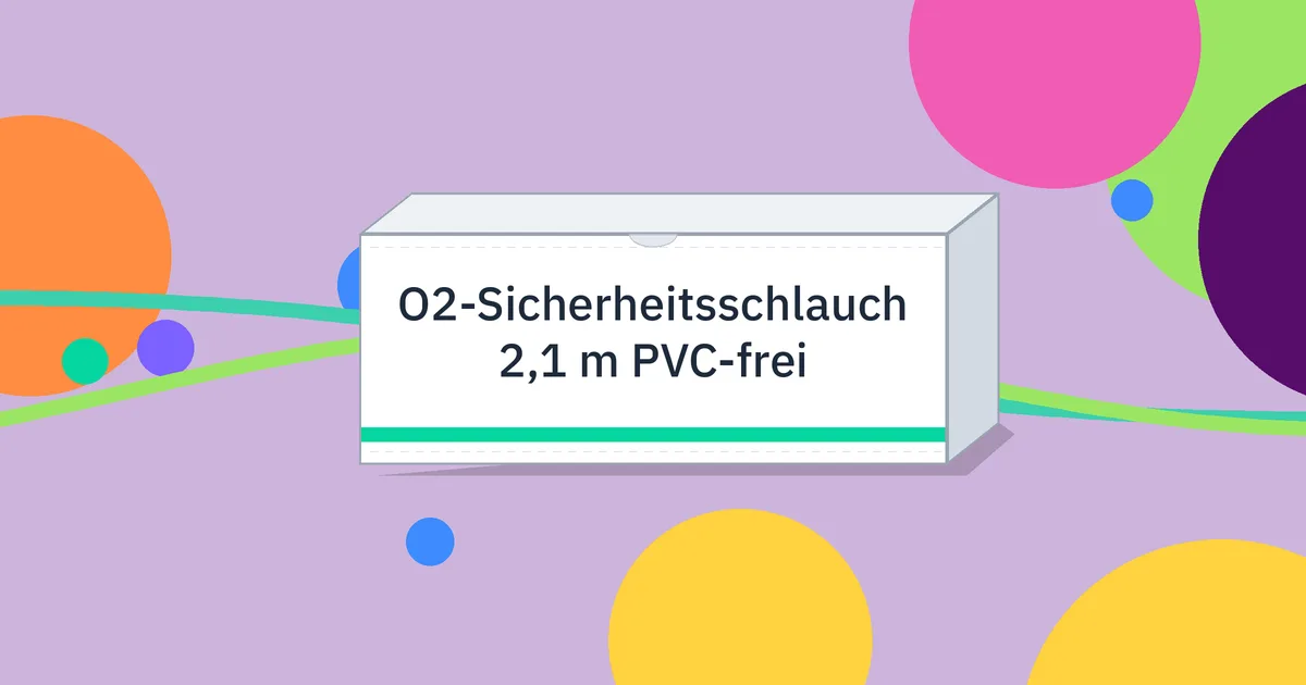 Symbolbild: Packung mit der Aufschrift O2-Sicherheitsschlauch 2,1 m PVC-frei (PZN 17432904) – Verfügbarkeit und Bezug in Apotheken in Frankfurt am Main