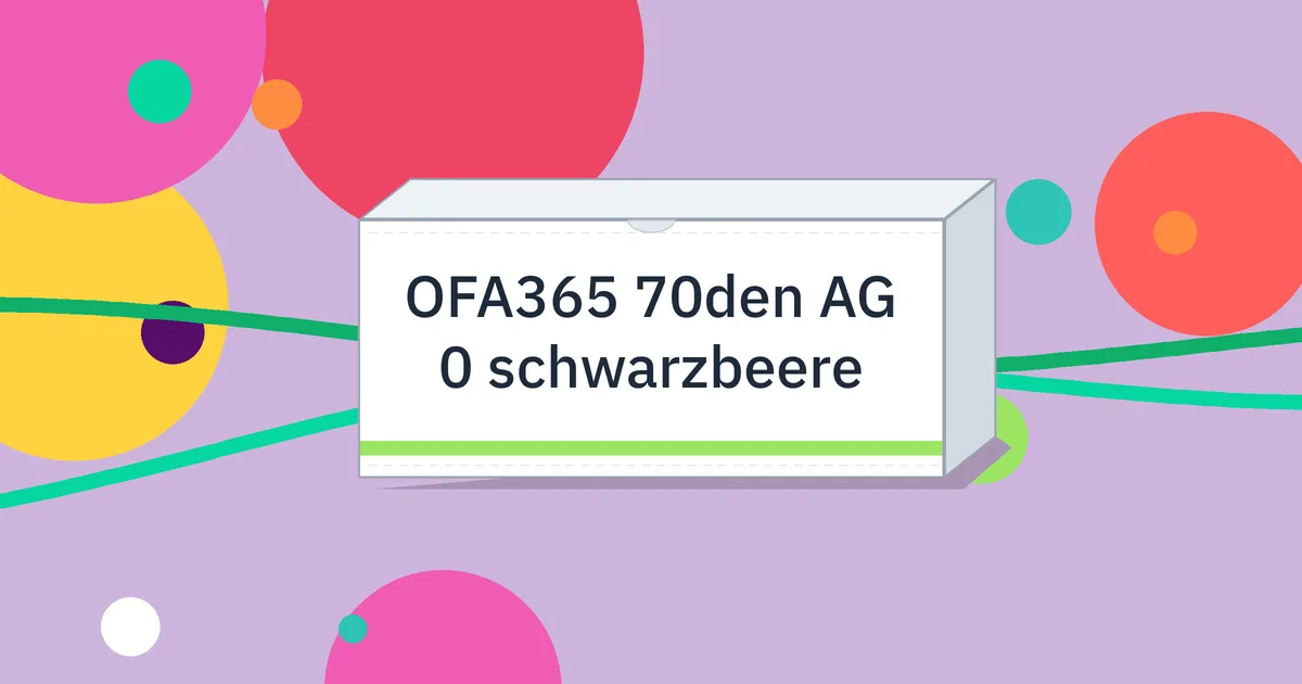 Symbolbild: Packung mit der Aufschrift OFA365 70den AG 0 schwarzbeere (PZN 16722043) – Verfügbarkeit und Bezug in Apotheken in Frankfurt am Main