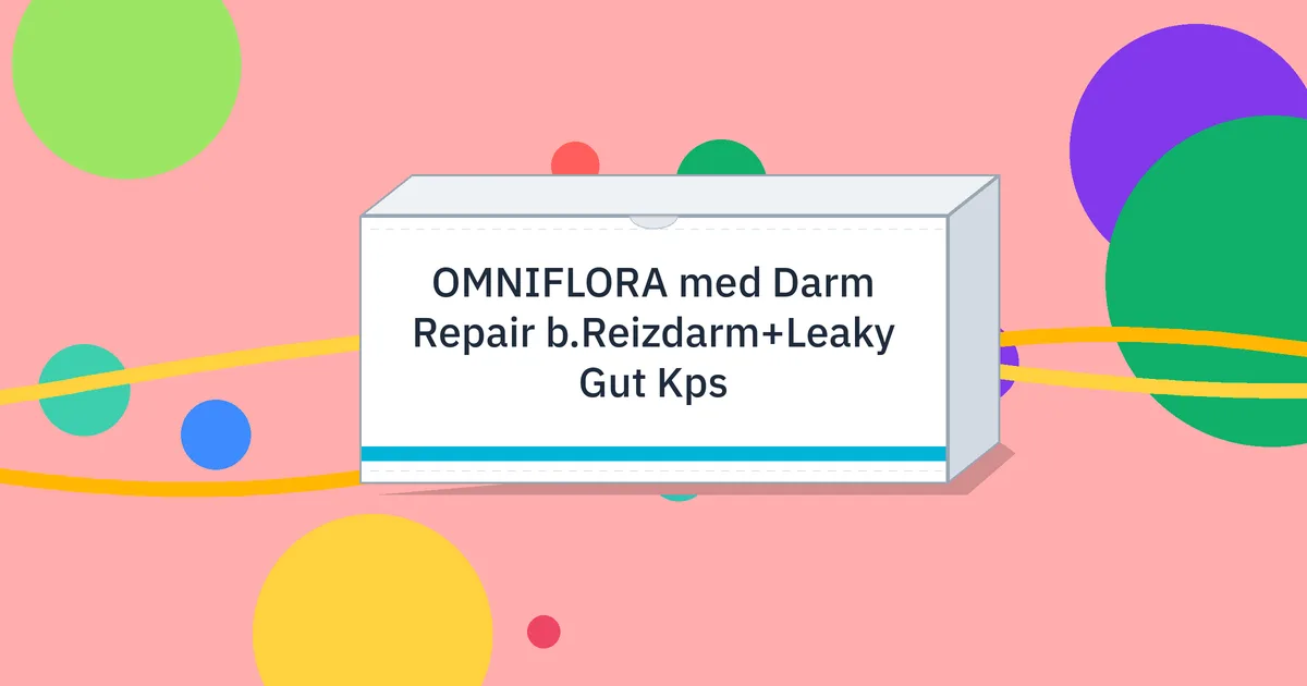 Symbolbild: Packung mit der Aufschrift OMNIFLORA med Darm Repair b.Reizdarm+Leaky Gut Kps (PZN 20626724) – Verfügbarkeit und Bezug in Apotheken in Frankfurt am Main