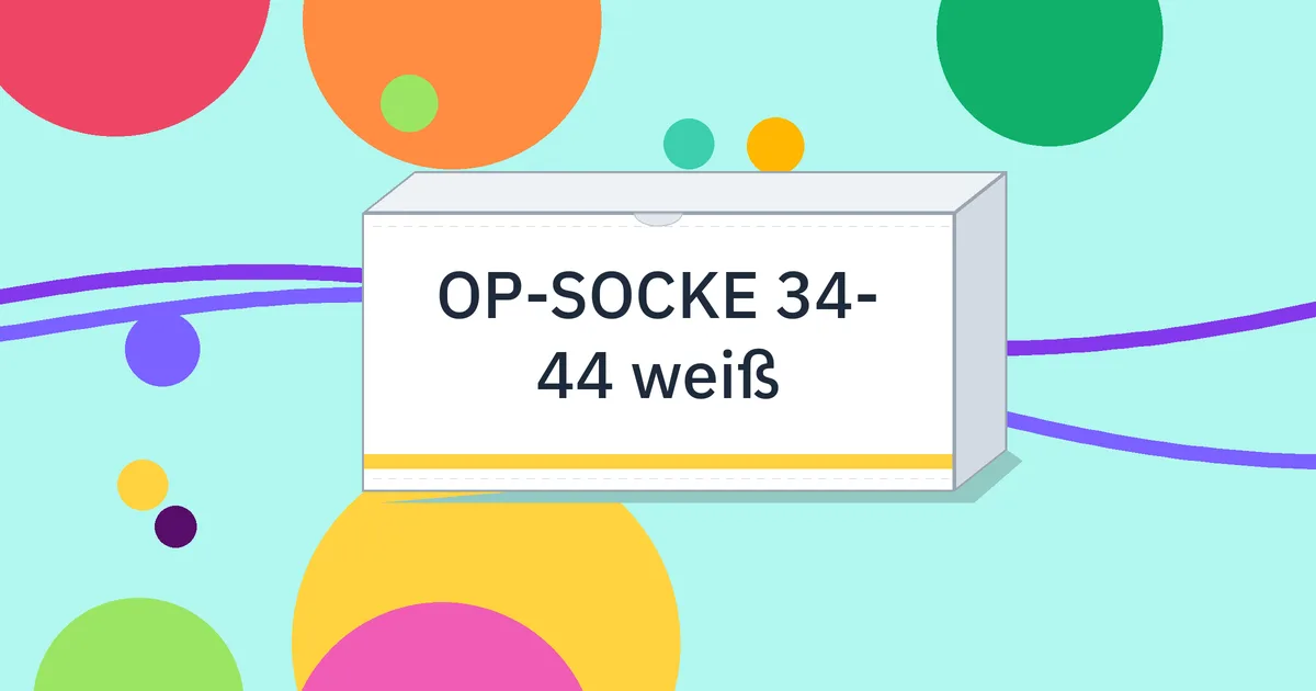 Symbolbild: Packung mit der Aufschrift OP-SOCKE 34-44 weiß (PZN 07600677) – Verfügbarkeit und Bezug in Apotheken in Frankfurt am Main