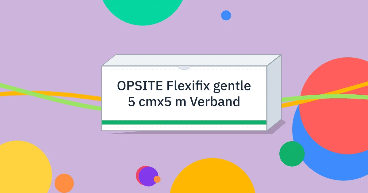 Symbolbild: Packung mit der Aufschrift OPSITE Flexifix gentle 5 cmx5 m Verband (PZN 15302385) – Verfügbarkeit und Bezug in Apotheken in Frankfurt am Main
