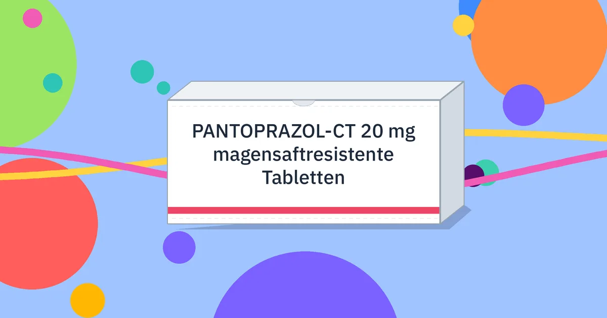 Symbolbild: Packung mit der Aufschrift PANTOPRAZOL-CT 20 mg magensaftresistente Tabletten (PZN 01836226) – Verfügbarkeit und Bezug in Apotheken in Frankfurt am Main