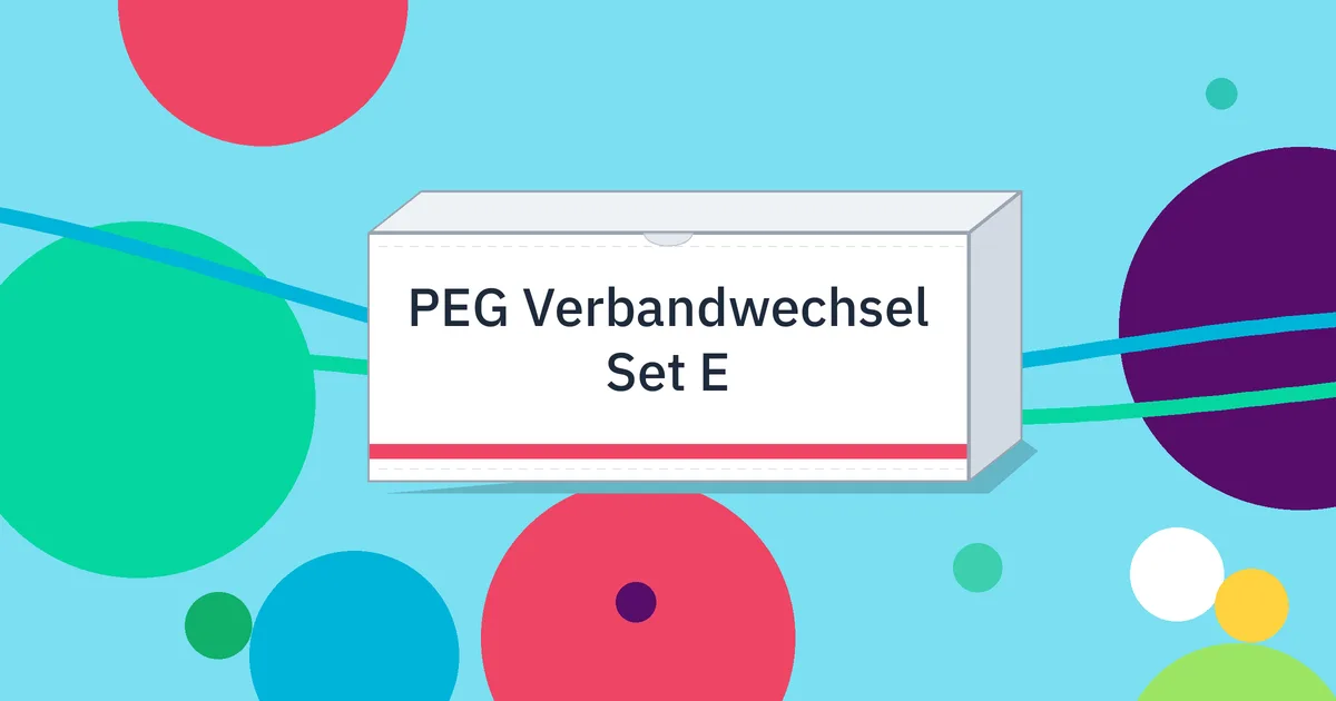 Symbolbild: Packung mit der Aufschrift PEG Verbandwechsel Set E (PZN 20869361) – Verfügbarkeit und Bezug in Apotheken in Frankfurt am Main