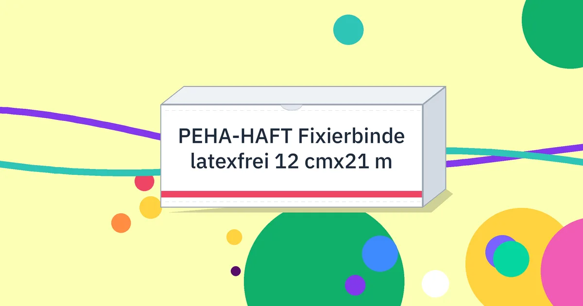 Symbolbild: Packung mit der Aufschrift PEHA-HAFT Fixierbinde latexfrei 12 cmx21 m (PZN 17304885) – Verfügbarkeit und Bezug in Apotheken in Frankfurt am Main