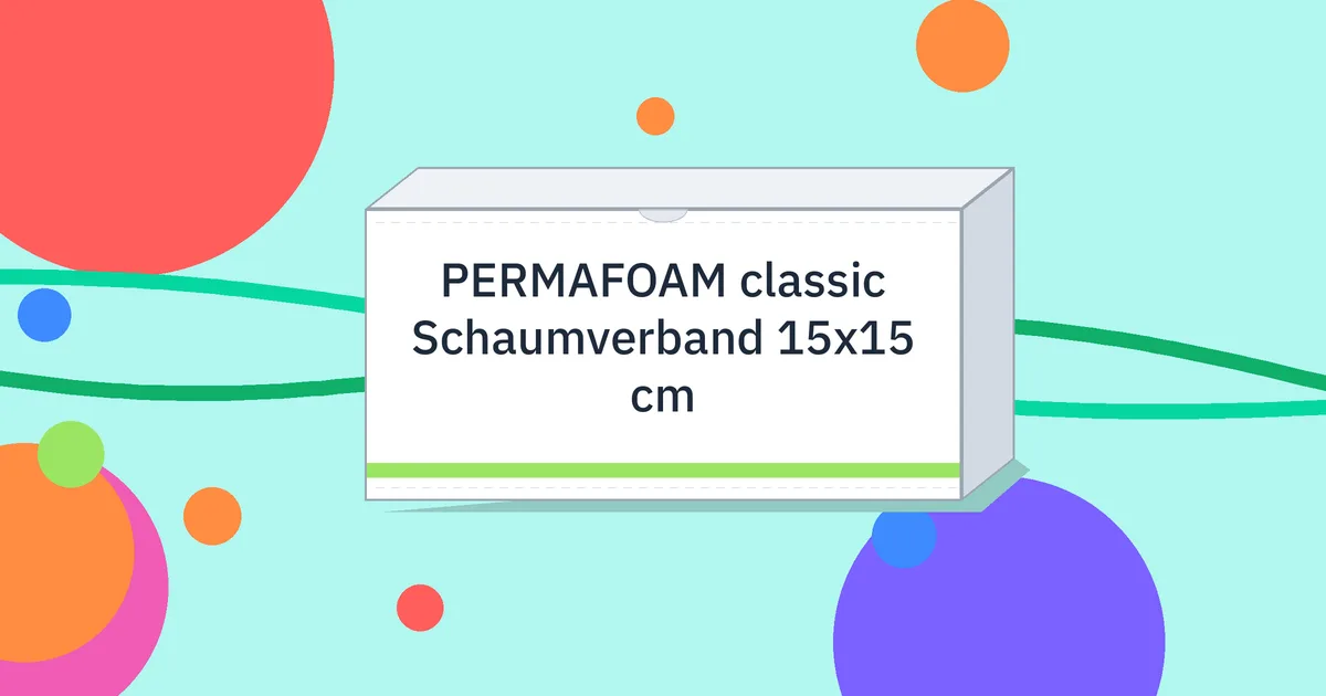 Symbolbild: Packung mit der Aufschrift PERMAFOAM classic Schaumverband 15x15 cm (PZN 18804360) – Verfügbarkeit und Bezug in Apotheken in Frankfurt am Main