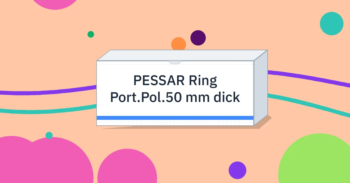 Symbolbild: Packung mit der Aufschrift PESSAR Ring Port.Pol.50 mm dick (PZN 01967187) – Verfügbarkeit und Bezug in Apotheken in Frankfurt am Main