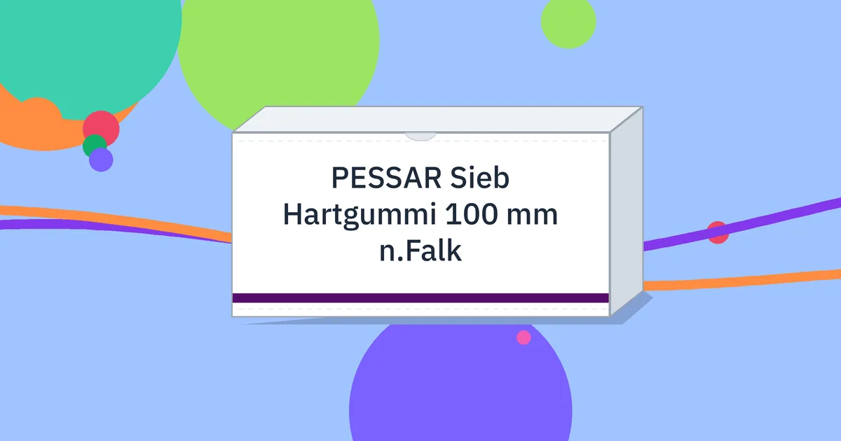 Symbolbild: Packung mit der Aufschrift PESSAR Sieb Hartgummi 100 mm n.Falk (PZN 01734336) – Verfügbarkeit und Bezug in Apotheken in Frankfurt am Main