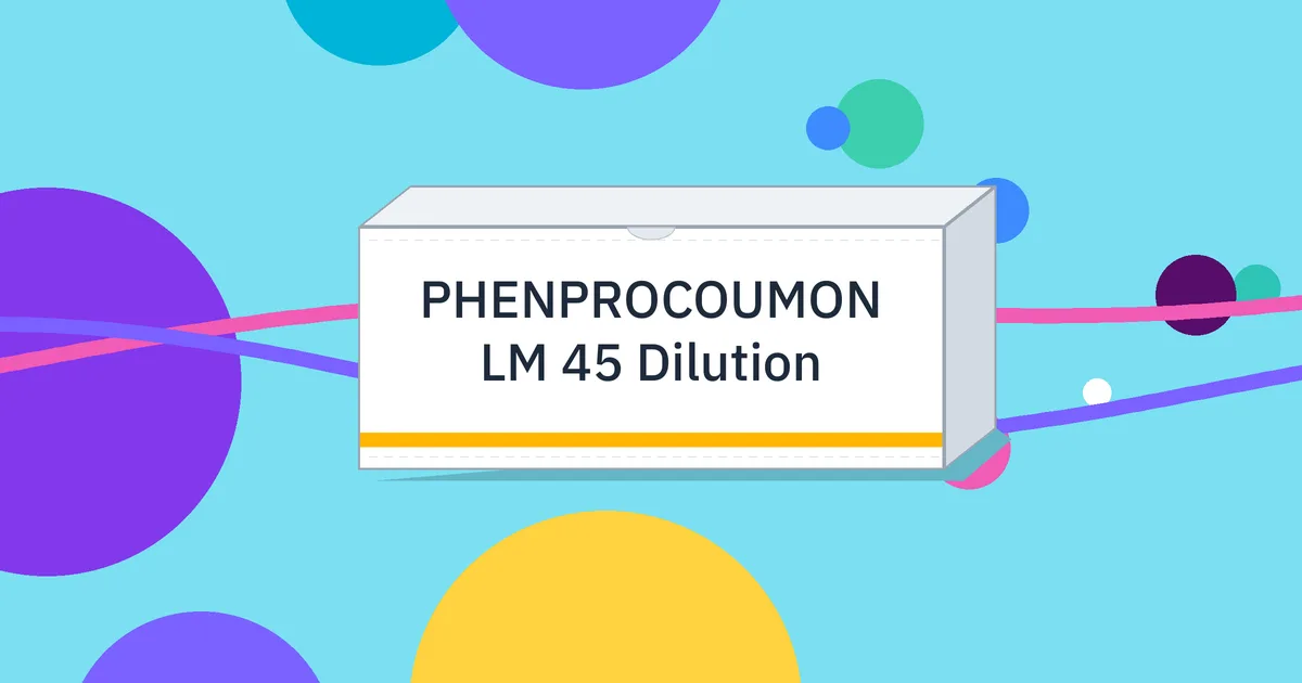 Symbolbild: Packung mit der Aufschrift PHENPROCOUMON LM 45 Dilution (PZN 13638135) – Verfügbarkeit und Bezug in Apotheken in Frankfurt am Main