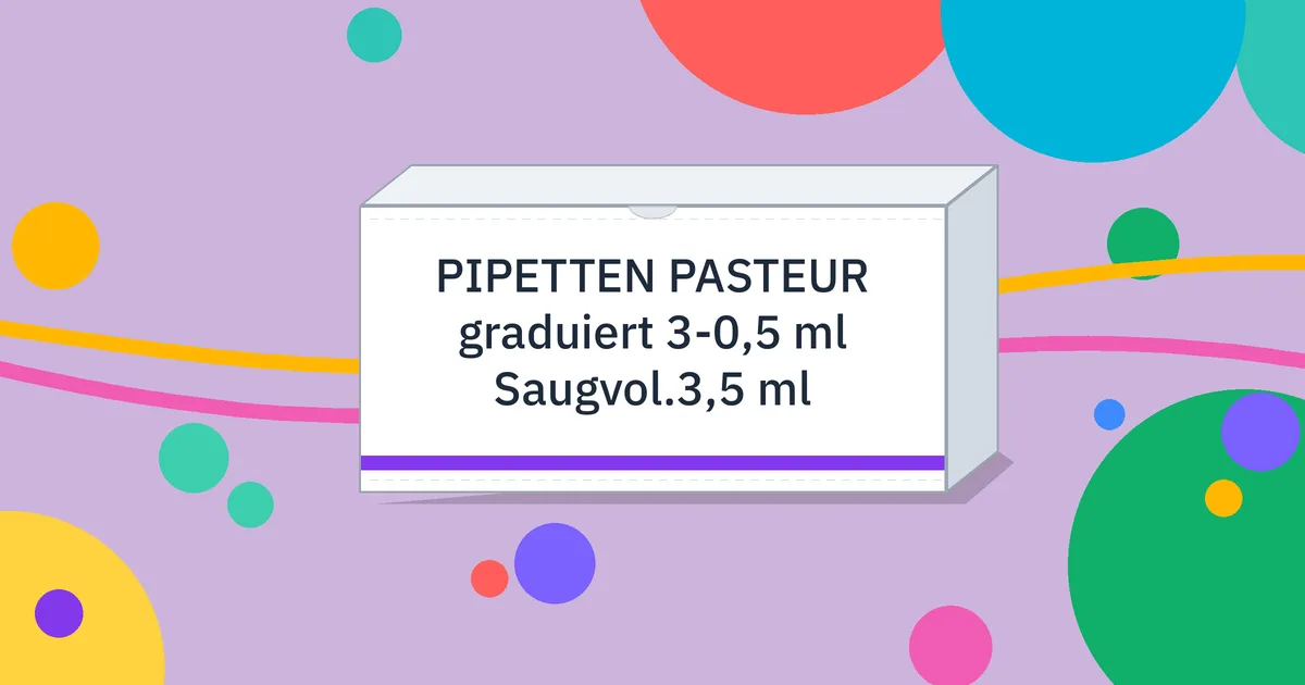 Symbolbild: Packung mit der Aufschrift PIPETTEN PASTEUR graduiert 3-0,5 ml Saugvol.3,5 ml (PZN 11609974) – Verfügbarkeit und Bezug in Apotheken in Frankfurt am Main