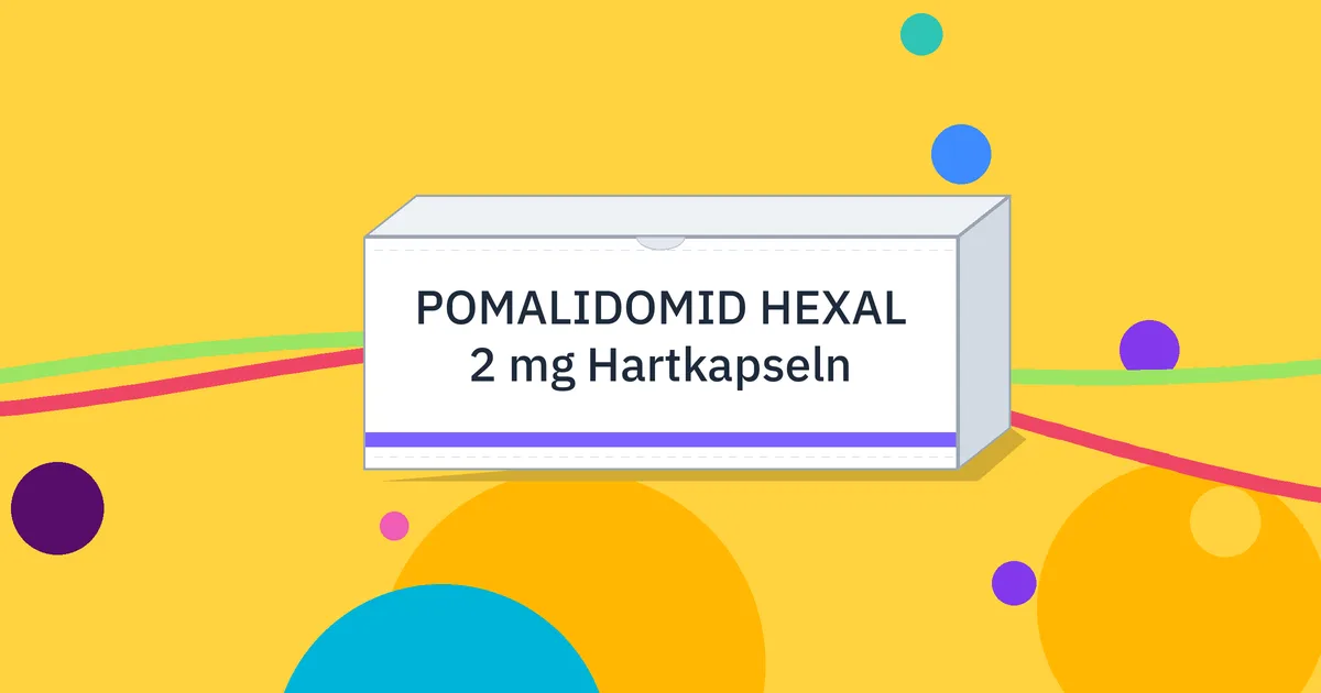 Symbolbild: Packung mit der Aufschrift POMALIDOMID HEXAL 2 mg Hartkapseln (PZN 19136446) – Verfügbarkeit und Bezug in Apotheken in Frankfurt am Main