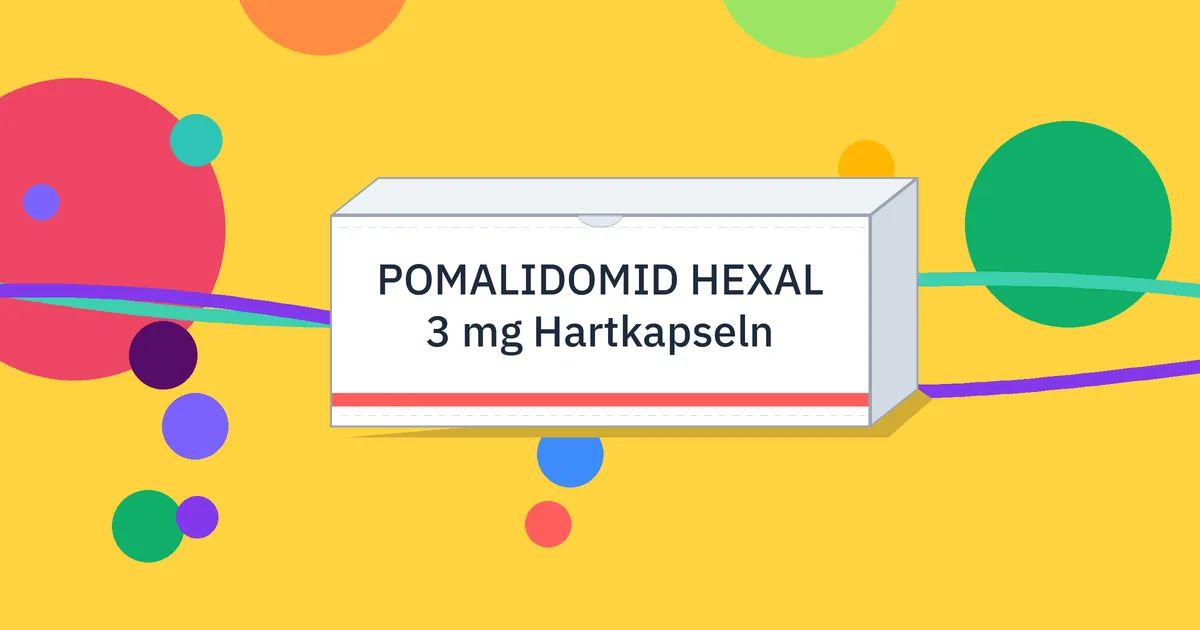 Symbolbild: Packung mit der Aufschrift POMALIDOMID HEXAL 3 mg Hartkapseln (PZN 19448200) – Verfügbarkeit und Bezug in Apotheken in Frankfurt am Main