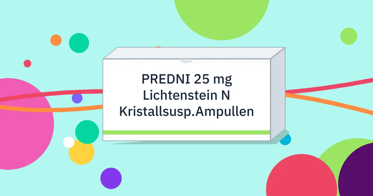Symbolbild: Packung mit der Aufschrift PREDNI 25 mg Lichtenstein N Kristallsusp.Ampullen (PZN 02261561) – Verfügbarkeit und Bezug in Apotheken in Frankfurt am Main