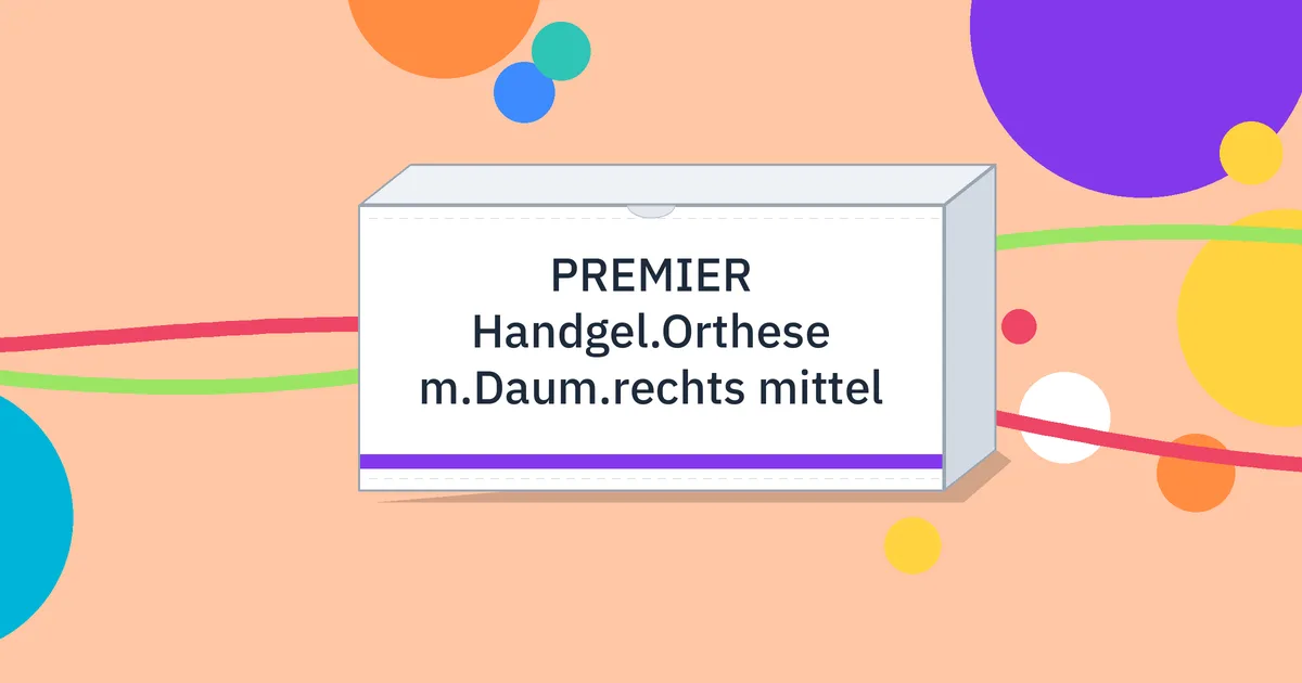Symbolbild: Packung mit der Aufschrift PREMIER Handgel.Orthese m.Daum.rechts mittel (PZN 04497463) – Verfügbarkeit und Bezug in Apotheken in Frankfurt am Main
