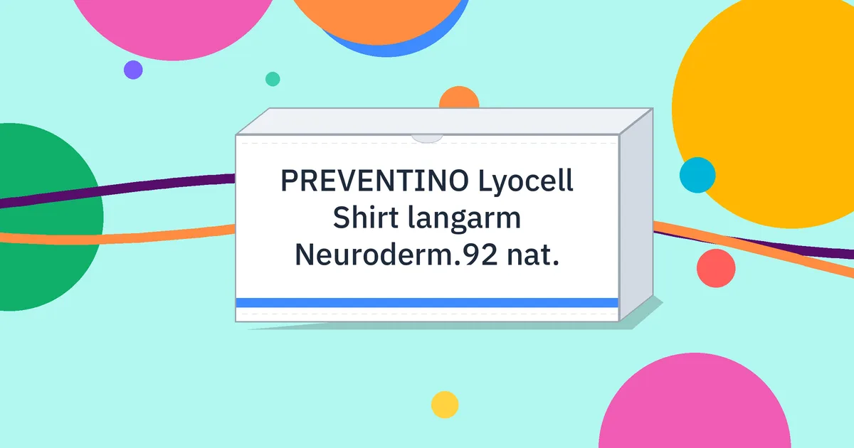 Symbolbild: Packung mit der Aufschrift PREVENTINO Lyocell Shirt langarm Neuroderm.92 nat. (PZN 16895401) – Verfügbarkeit und Bezug in Apotheken in Frankfurt am Main