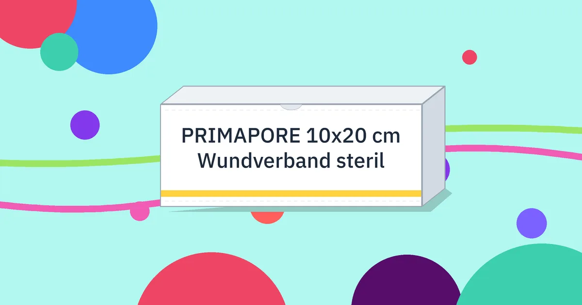 Symbolbild: Packung mit der Aufschrift PRIMAPORE 10x20 cm Wundverband steril (PZN 16139639) – Verfügbarkeit und Bezug in Apotheken in Frankfurt am Main