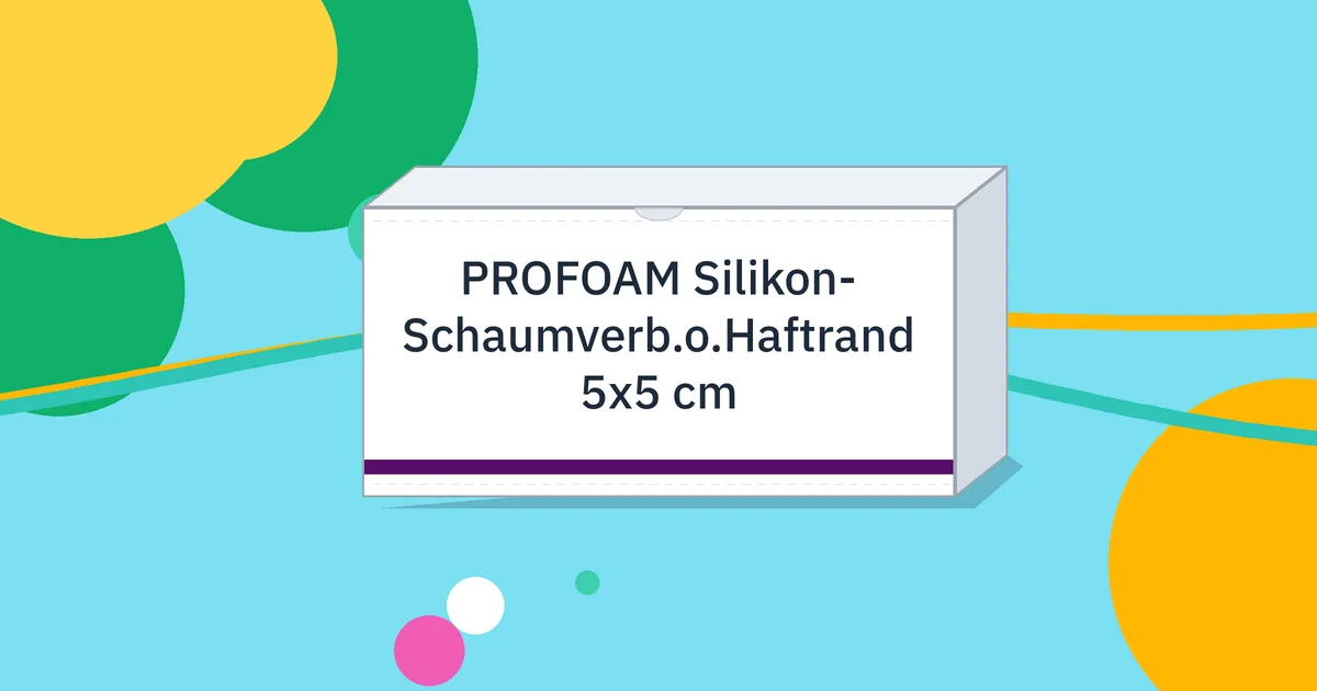 Symbolbild: Packung mit der Aufschrift PROFOAM Silikon-Schaumverb.o.Haftrand 5x5 cm (PZN 19697015) – Verfügbarkeit und Bezug in Apotheken in Frankfurt am Main