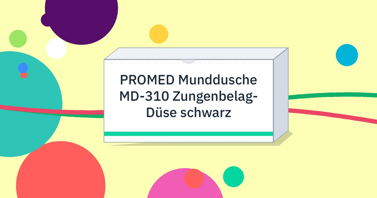 Symbolbild: Packung mit der Aufschrift PROMED Munddusche MD-310 Zungenbelag-Düse schwarz (PZN 20843657) – Verfügbarkeit und Bezug in Apotheken in Frankfurt am Main