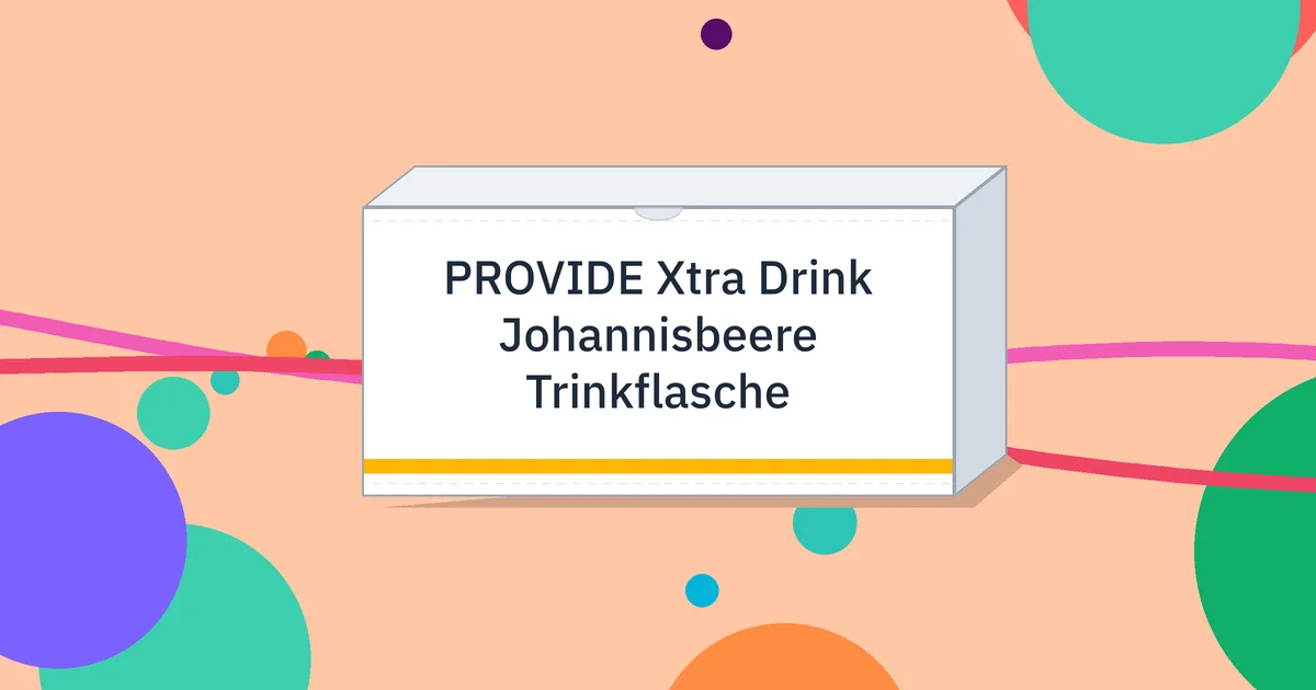 Symbolbild: Packung mit der Aufschrift PROVIDE Xtra Drink Johannisbeere Trinkflasche (PZN 00066080) – Verfügbarkeit und Bezug in Apotheken in Frankfurt am Main