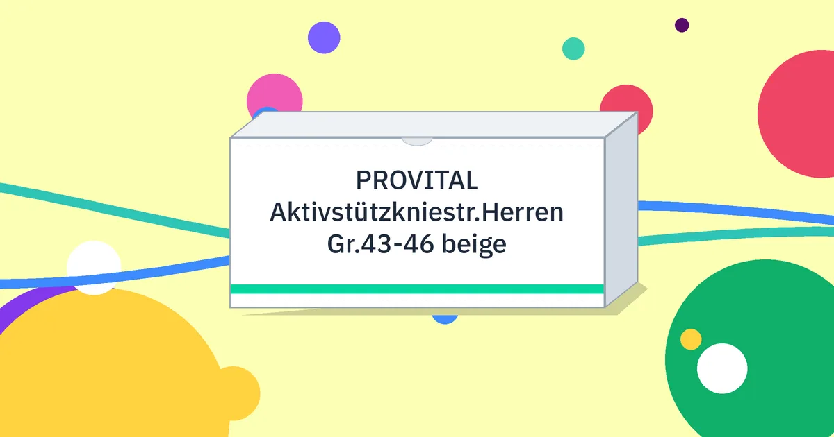 Symbolbild: Packung mit der Aufschrift PROVITAL Aktivstützkniestr.Herren Gr.43-46 beige (PZN 14251527) – Verfügbarkeit und Bezug in Apotheken in Frankfurt am Main