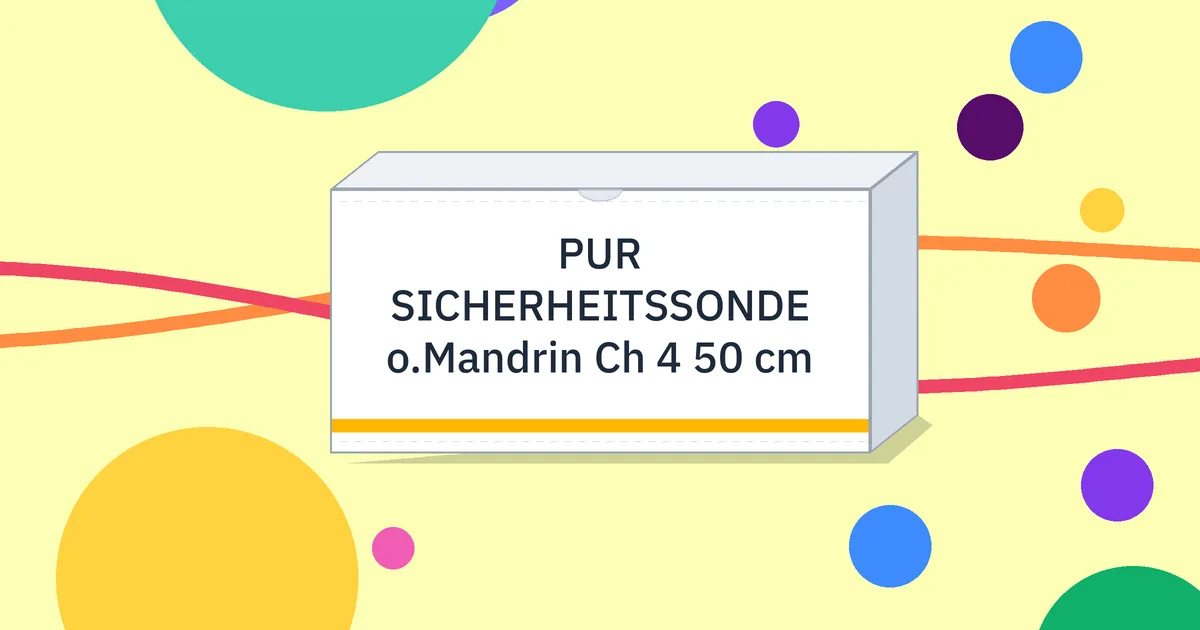 Symbolbild: Packung mit der Aufschrift PUR SICHERHEITSSONDE o.Mandrin Ch 4 50 cm (PZN 13229885) – Verfügbarkeit und Bezug in Apotheken in Frankfurt am Main