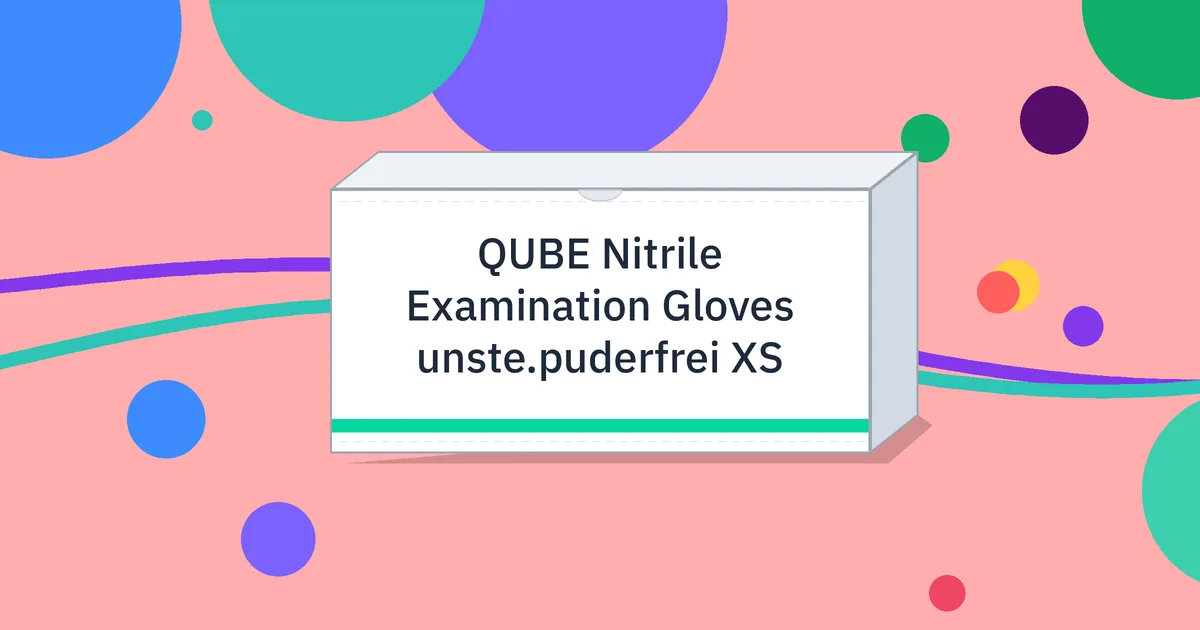 Symbolbild: Packung mit der Aufschrift QUBE Nitrile Examination Gloves unste.puderfrei XS (PZN 18797097) – Verfügbarkeit und Bezug in Apotheken in Frankfurt am Main
