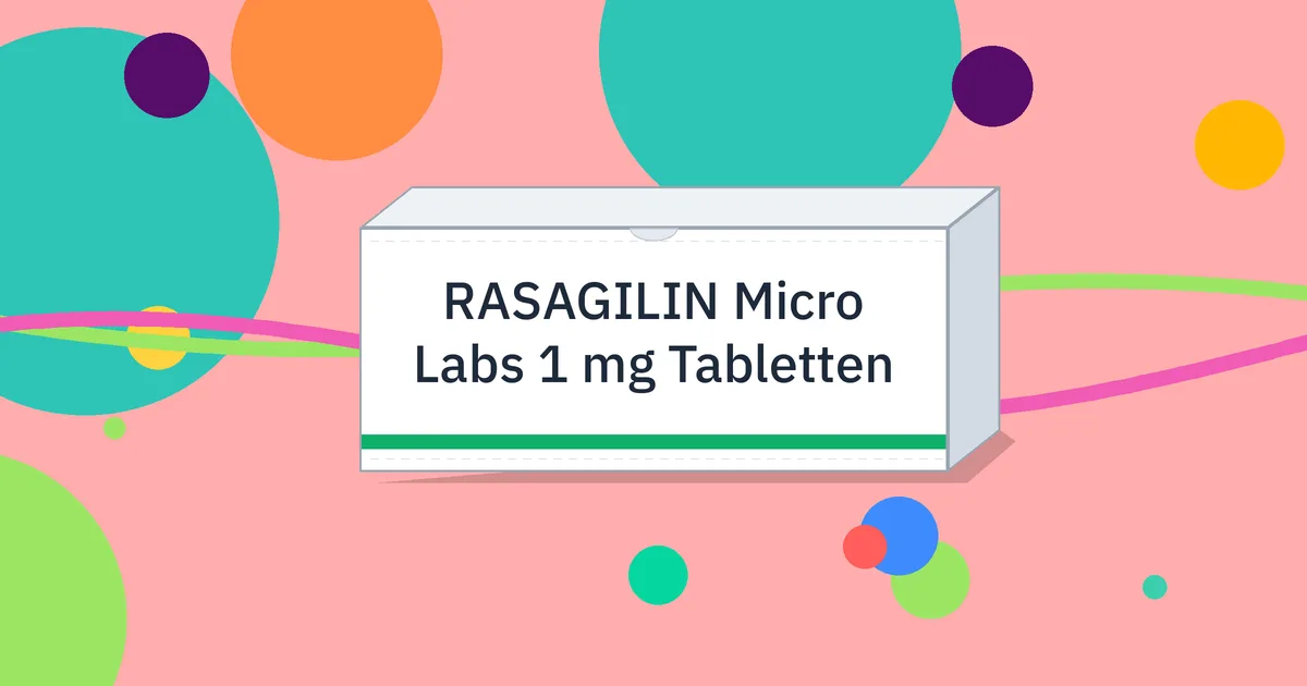 Symbolbild: Packung mit der Aufschrift RASAGILIN Micro Labs 1 mg Tabletten (PZN 13893531) – Verfügbarkeit und Bezug in Apotheken in Frankfurt am Main