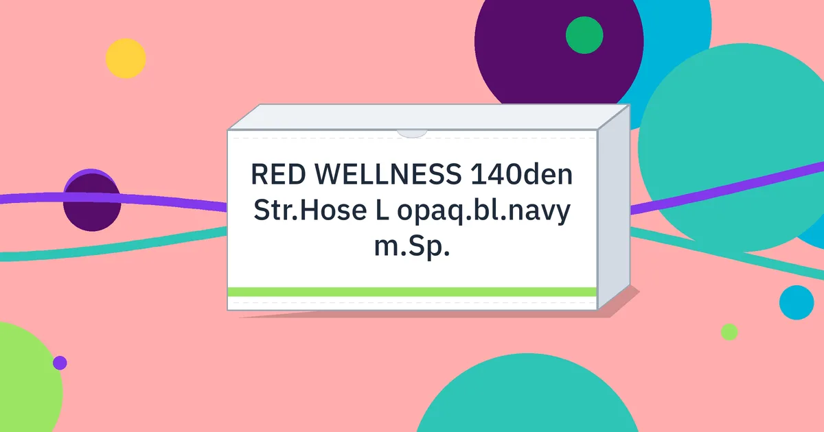 Symbolbild: Packung mit der Aufschrift RED WELLNESS 140den Str.Hose L opaq.bl.navy m.Sp. (PZN 16176215) – Verfügbarkeit und Bezug in Apotheken in Frankfurt am Main