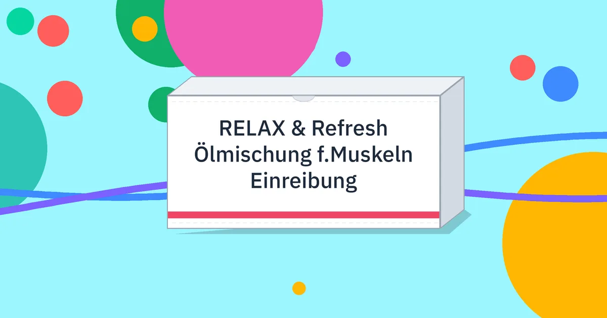 Symbolbild: Packung mit der Aufschrift RELAX & Refresh Ölmischung f.Muskeln Einreibung (PZN 16801736) – Verfügbarkeit und Bezug in Apotheken in Frankfurt am Main